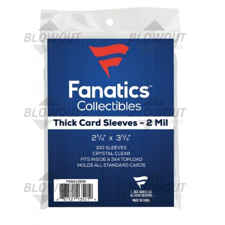 Fanatics 2 Mil Thick Card Sleeves - 100 Count - 100 Pack Case